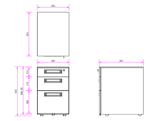 インサイドワゴン 3段 GSW GSW-3 B[井上金庫][新品]|インサイドワゴン-脇机・ワゴン オフィス家具（中古）通販ならHappy（ハッピー）